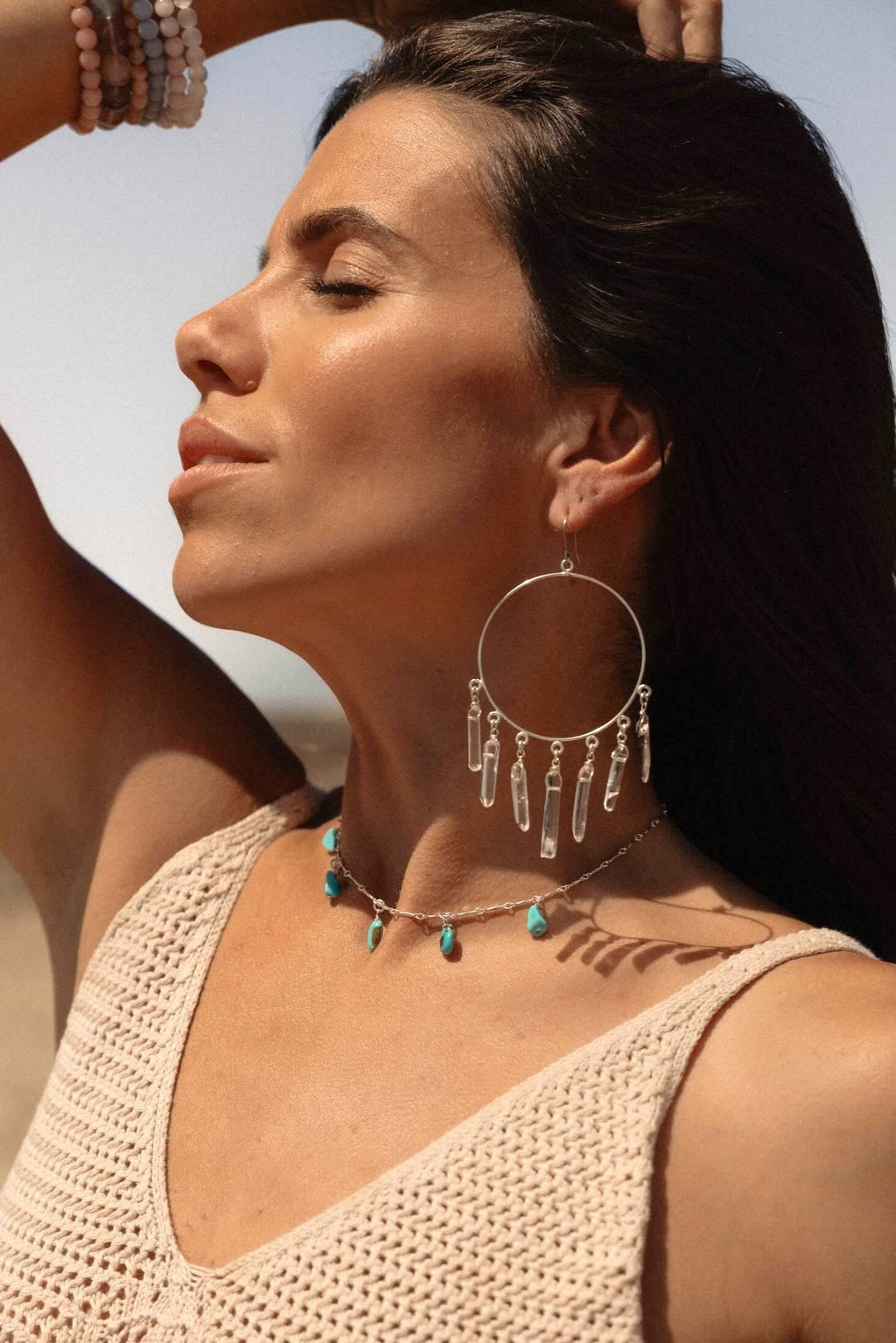 The Goddess Awakens Quartz Silver Hoop Earrings – Fierce Forward