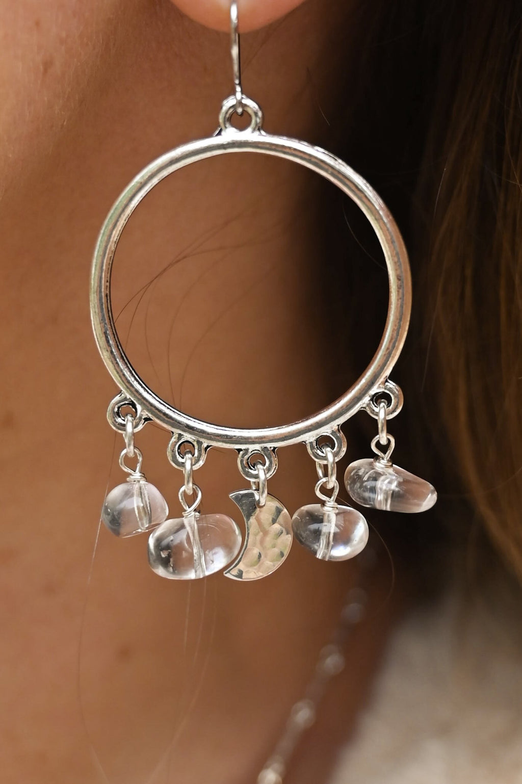 Night Sky Quartz Moon Hoops – Fierce Forward