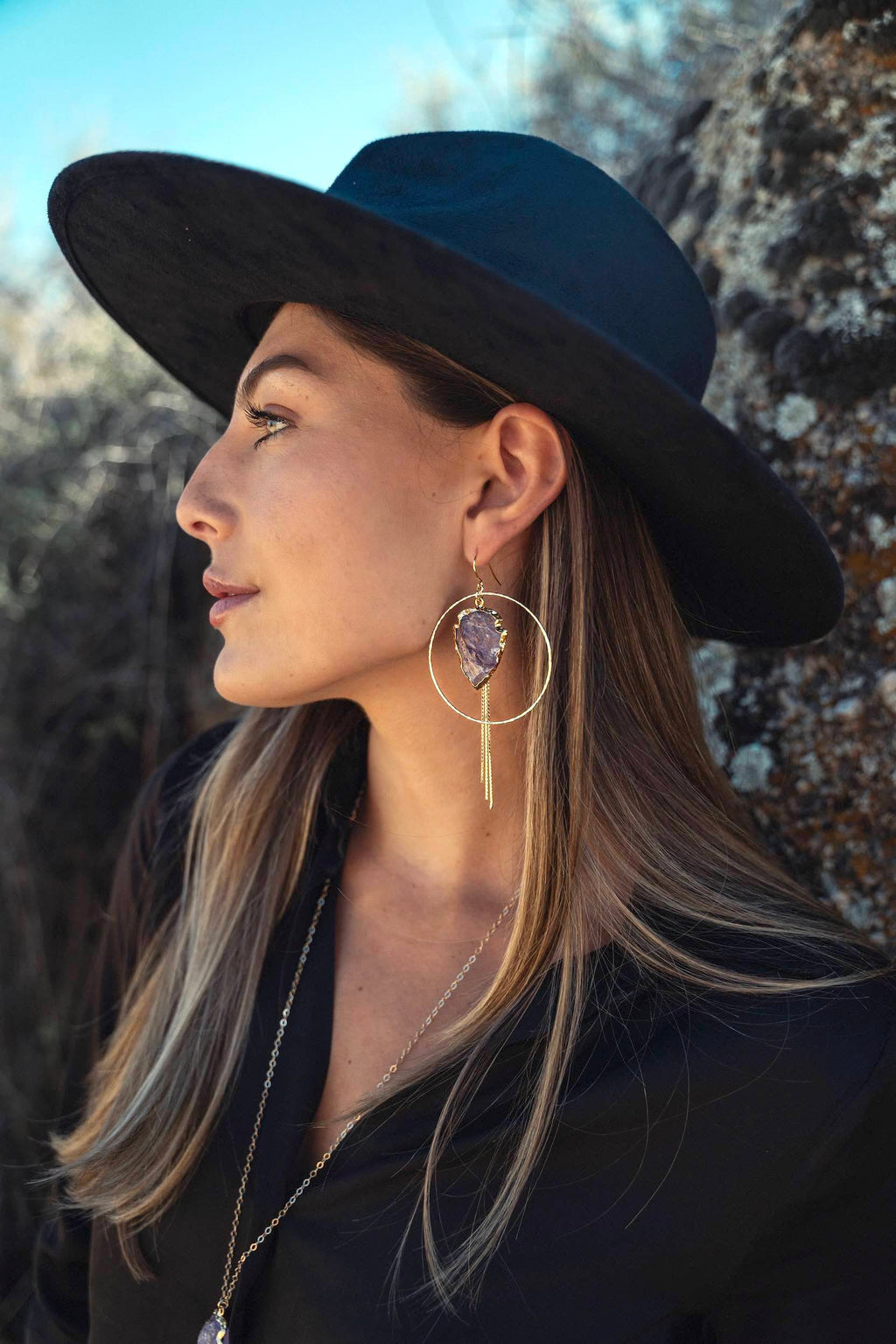 Believe Bigger Amethyst Arrowhead Hoops – Fierce Forward