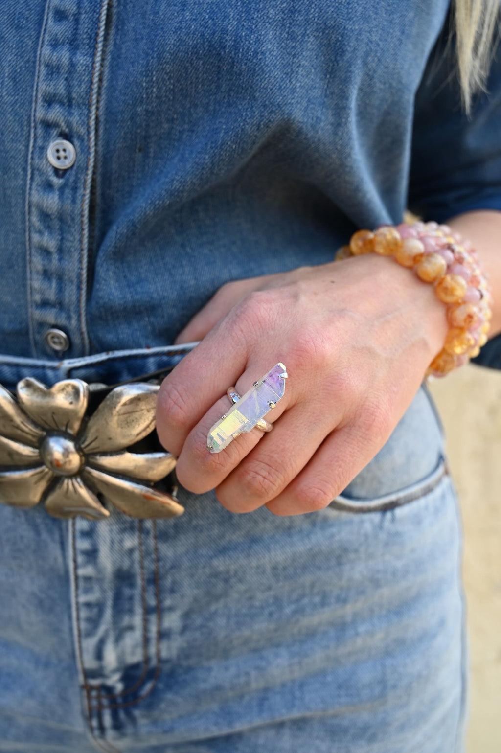 Make Love Not War Angel Aura Quartz Sterling Silver Ring – Fierce Forward