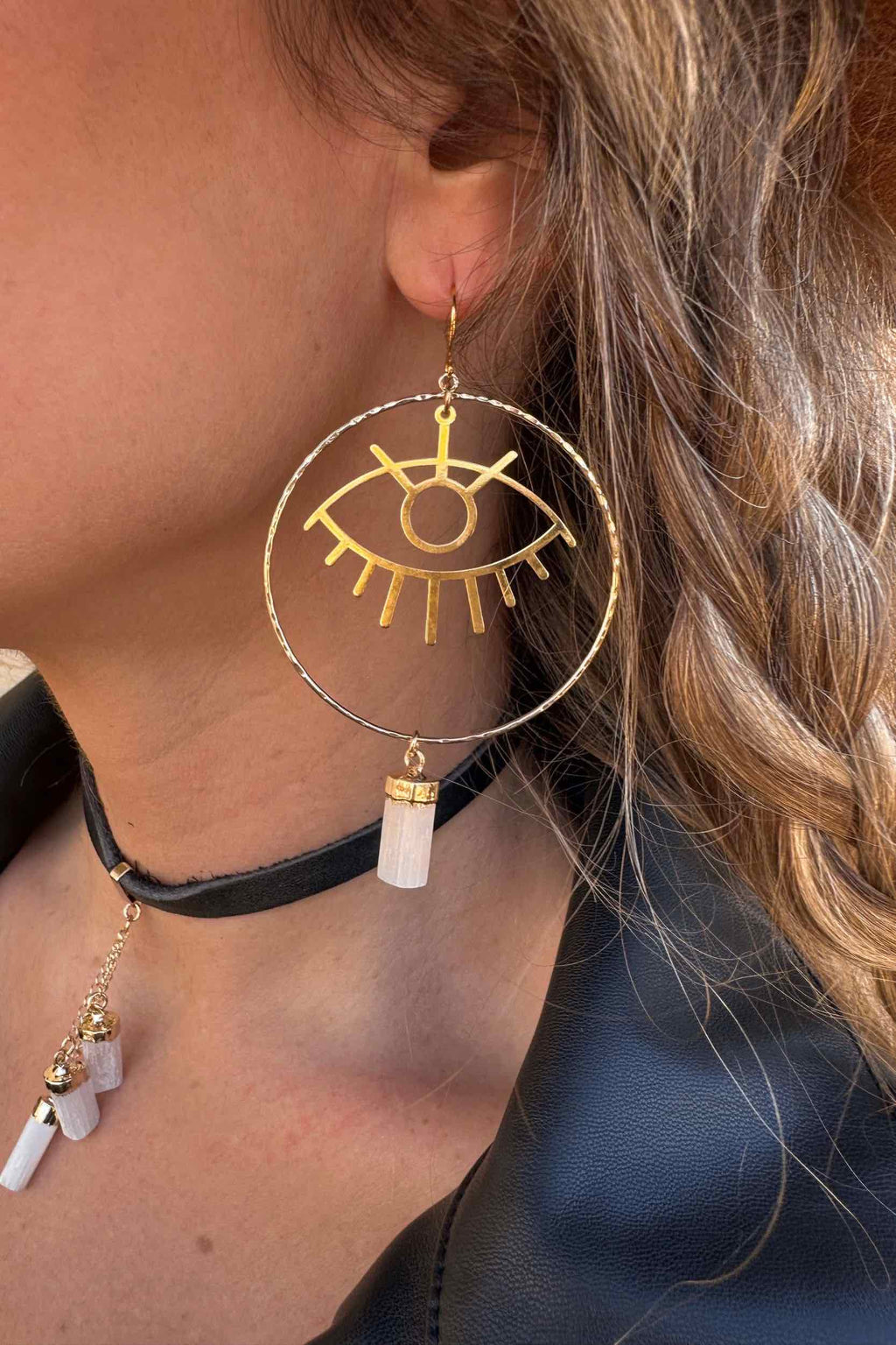 Crystal Visions Selenite Gold Hoops – Fierce Forward