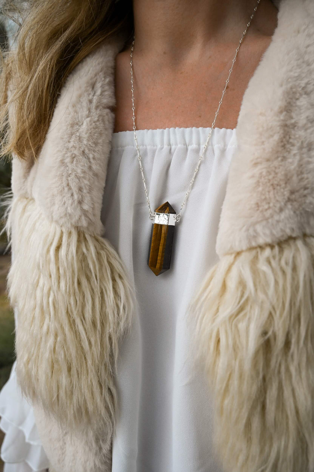 Courage Compass Tiger's Eye Silver Necklace – Fierce Forward