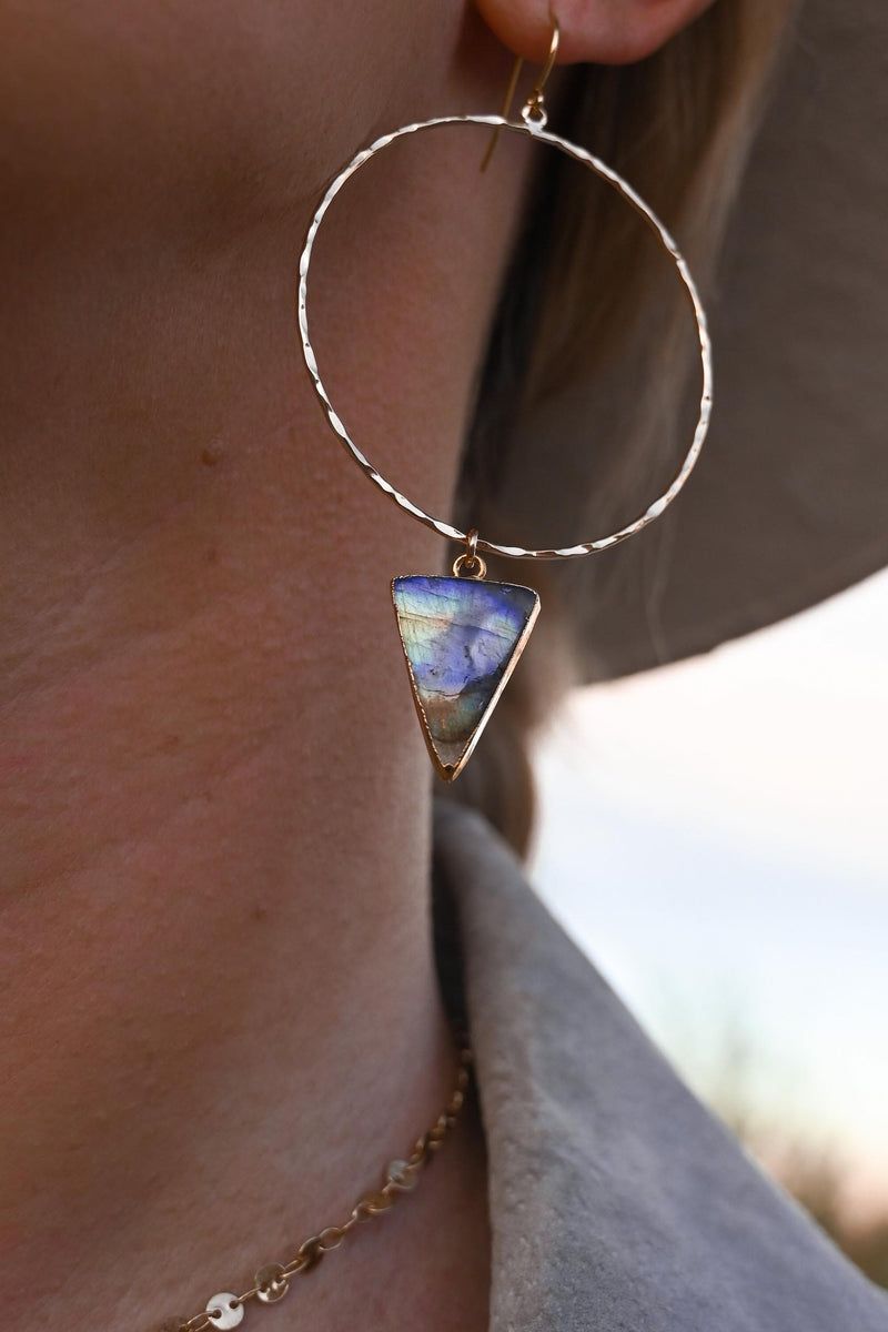 Intuition Labradorite Gold Hoops – Fierce Forward