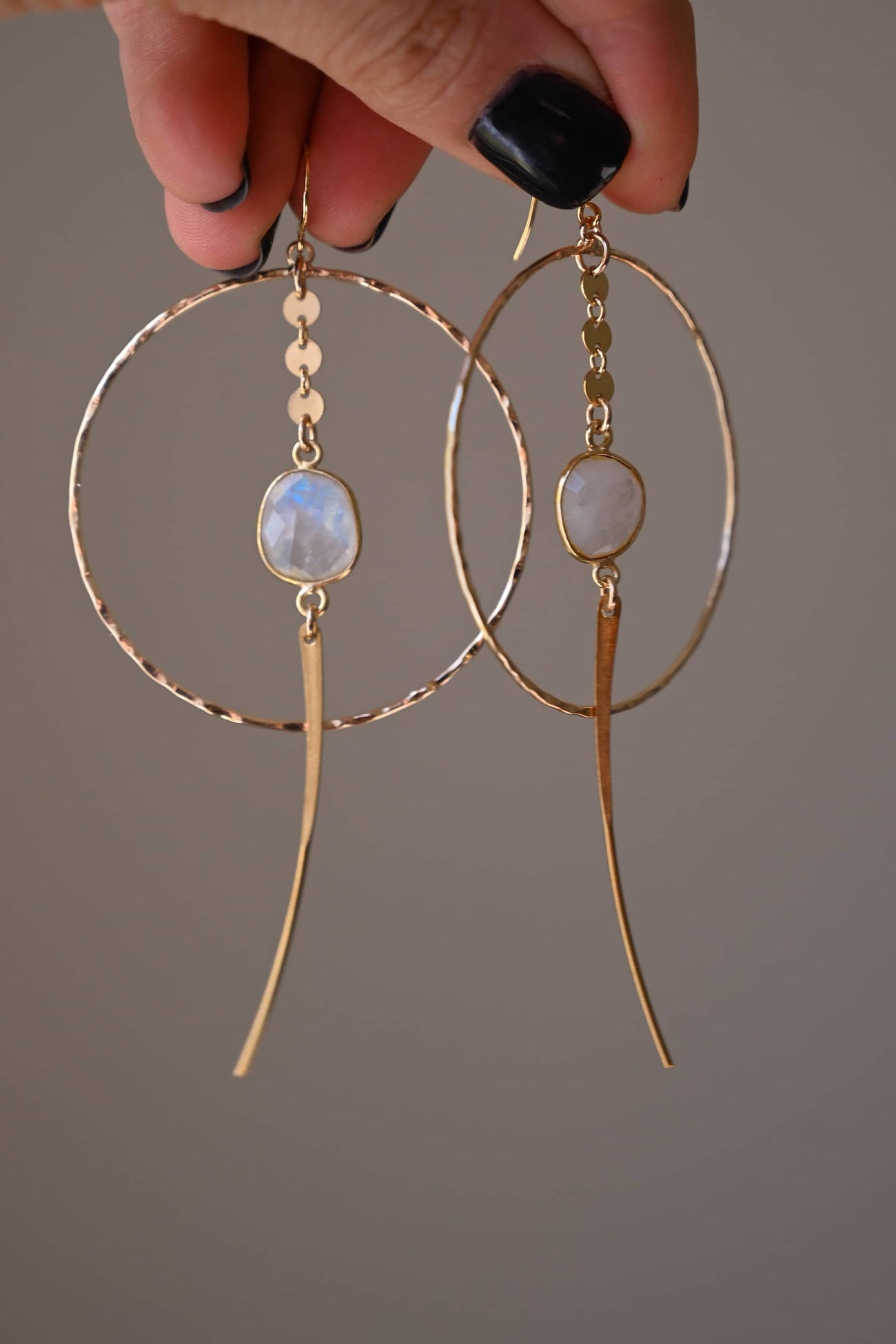 Divine Within Moonstone Gold Hoops – Fierce Forward